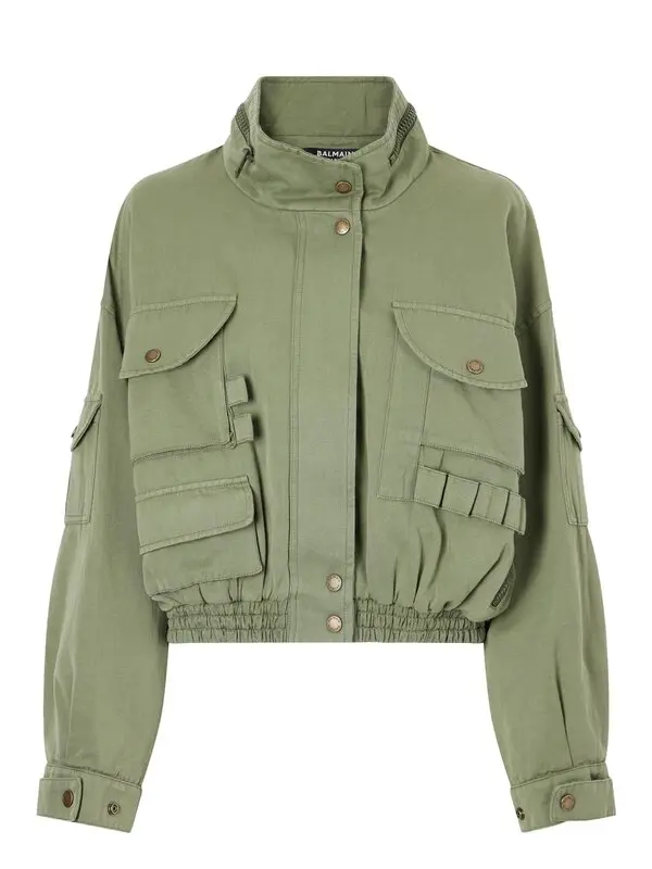 Balmain Cotton And Linen-blend Twill Bomber Jacket - Green