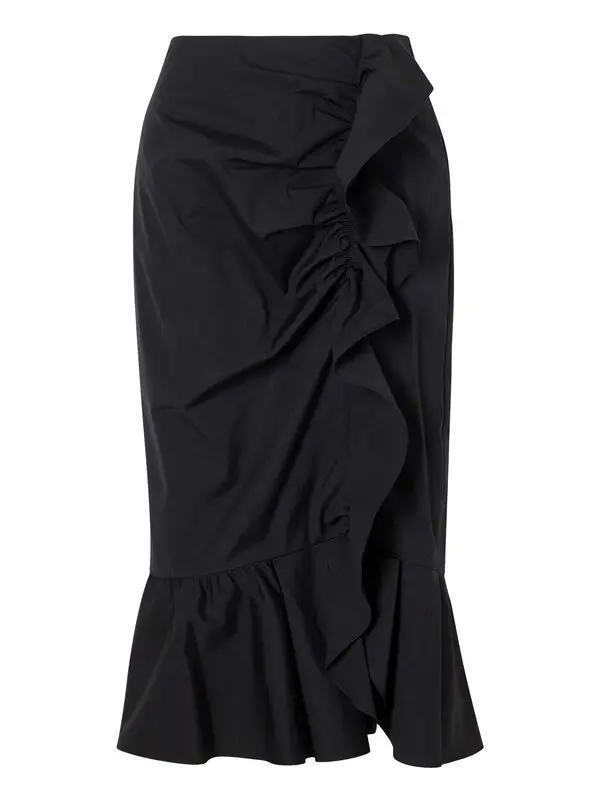 Carolina Herrera Ruched Cotton-blend Midi Skirt - Black