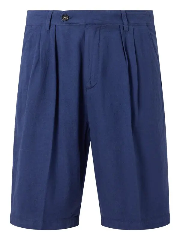 Massimo Alba Straight-leg Pleated Bermuda Shorts - Blue