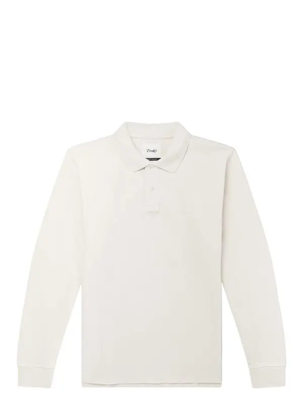 DRAKE'S Cotton-piqué Polo Shirt - Beige