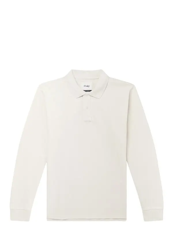 DRAKE'S Cotton-piqué Polo Shirt - Neutrals