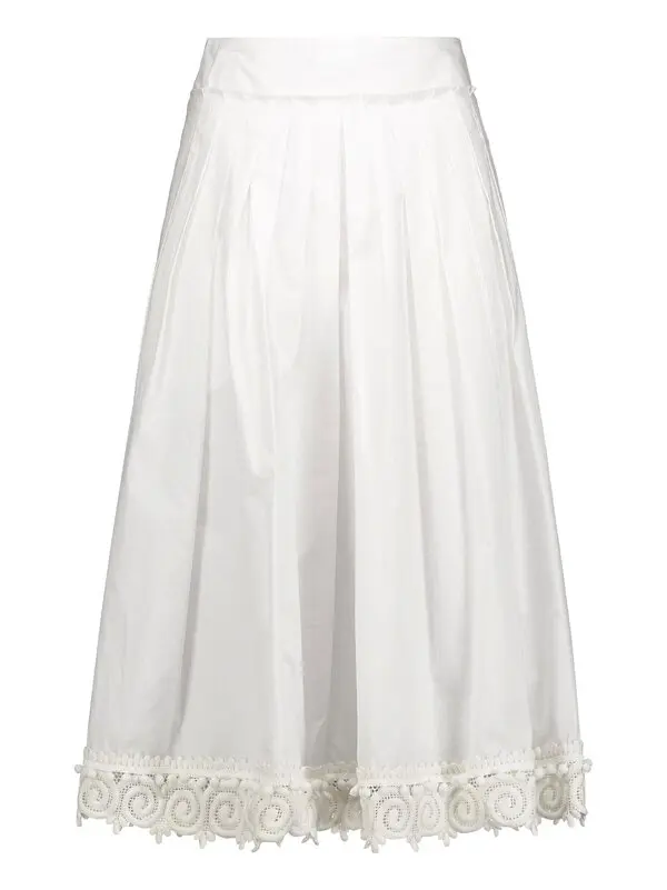 Derek Lam 10 Crosby Pleated Lace-trimmed Cotton Midi Skirt - White