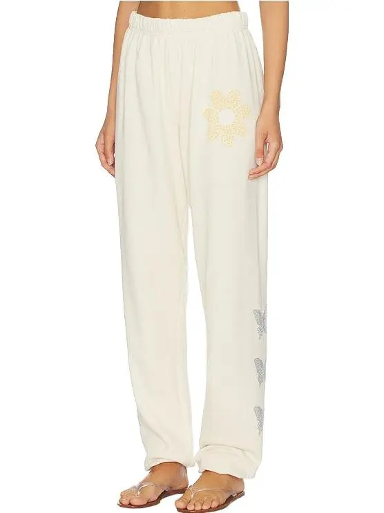 Lauren Moshi Butterfly Daisy Sweatpant - Ivory
