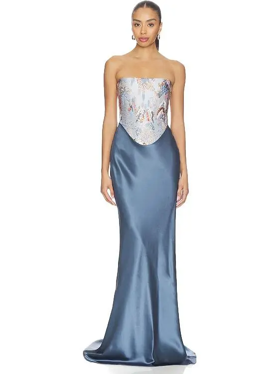 SAU LEE Sequin-embellished Gown - Blue Ash