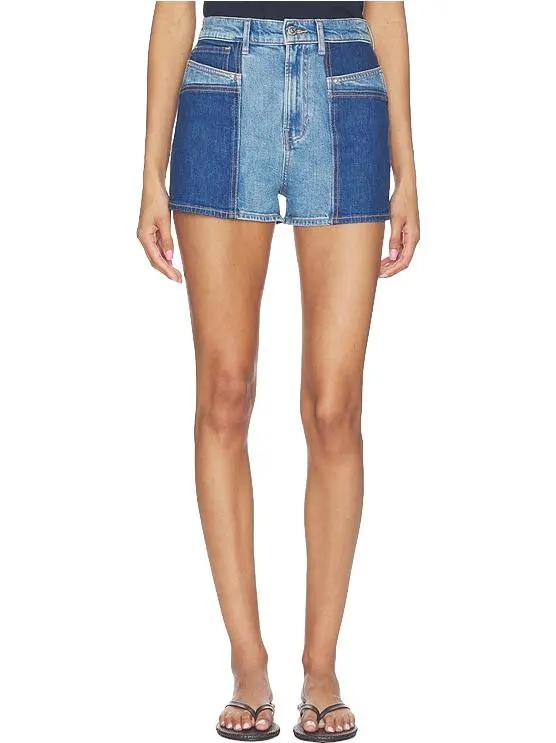 Veronica Beard Elijah Colorblocked Denim Short - Rebel Blue Colorblock