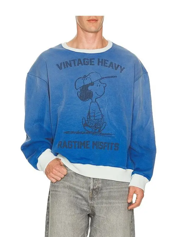VINTAGE HEAVY X Peanuts Lucy Ragtime Crewneck Sweater - Light Blue