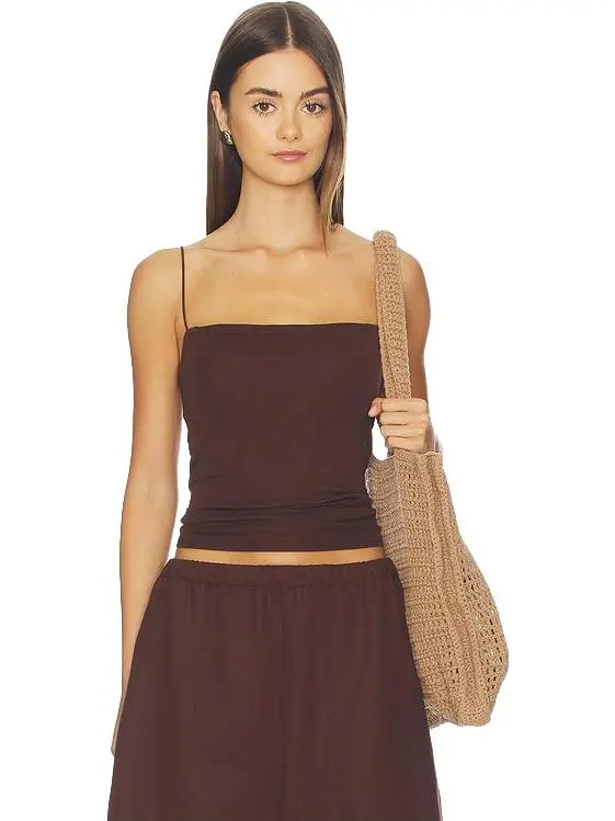 Enza Costa Supima Cotton Essential Strappy Tank - Chocolate