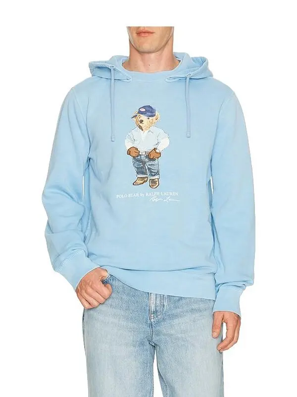 Polo Ralph Lauren Long Sleeve Denim Bear Hoodie - Chambray Blue Denim Bear