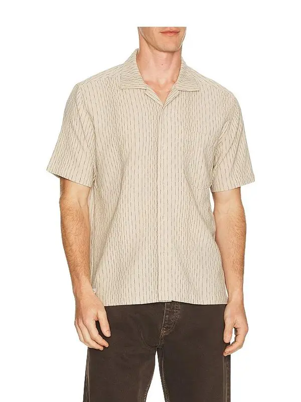 PERCIVAL Leland Cuban Shirt In Beige - Ecru
