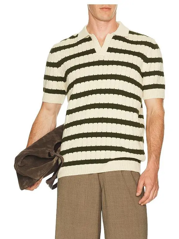 PERCIVAL Stine Knitted Polo In Cream - Ecru