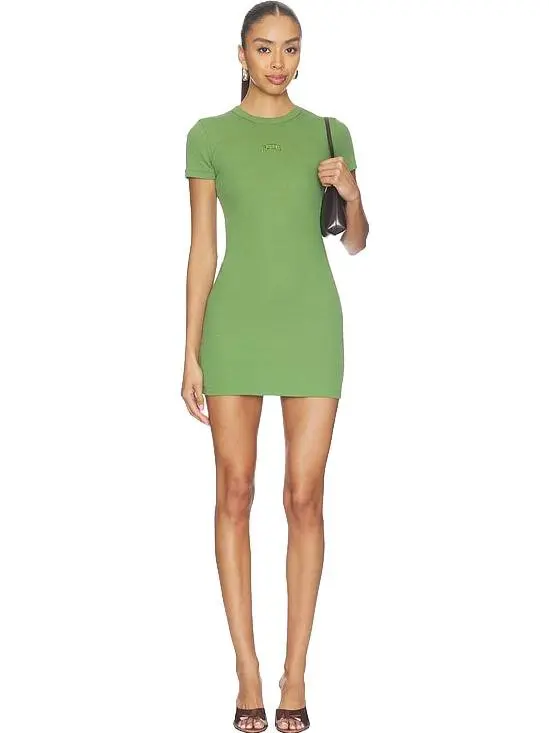 Gcds Rib Logo Lounge Dress - Hunter Green & Green