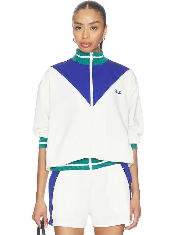 Gcds Color Block Track Jacket - Optic White & Blue
