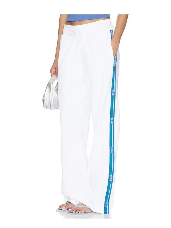 Gcds Logo Tape Straight Sweatpant - Optic White & Blue
