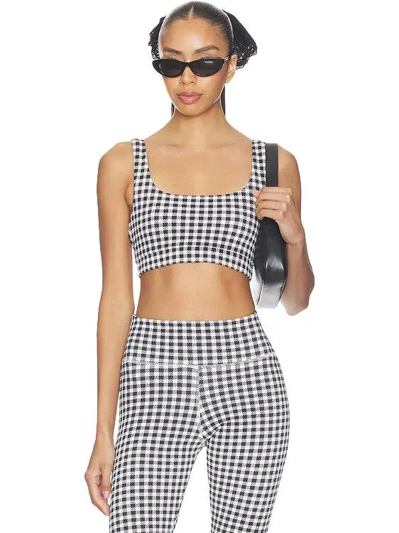 Strut This The Jolie Sports Bra In Black,white - Gingham