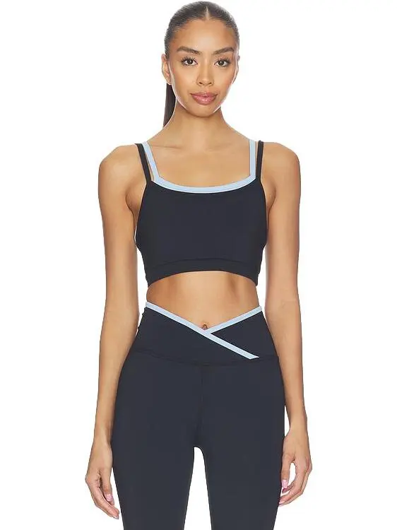 Strut This The Rhodes Sports Bra In Black,baby Blue - Black & Baby Blue