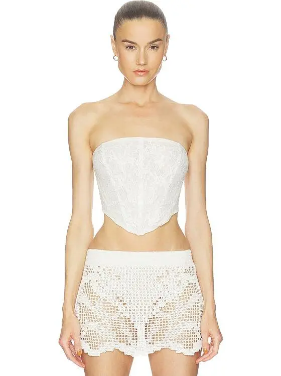 HAELO Feather Lace Corset - Cream,white