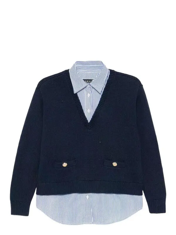 Ralph Lauren Layered-effect Button-detailed Sweater - Blue