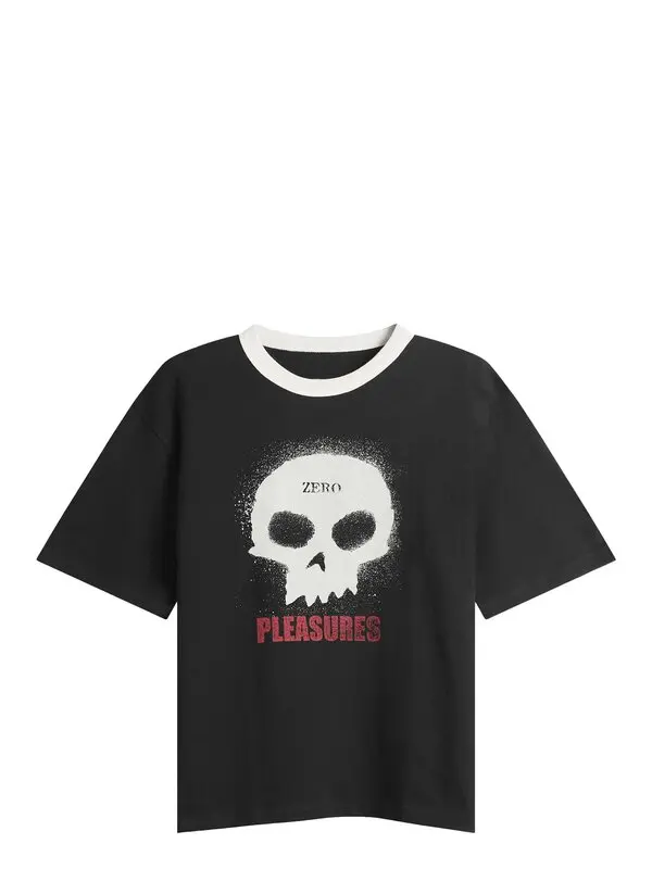 PLEASURES X Zero Single Skull Heavyweight T-shirt - Black