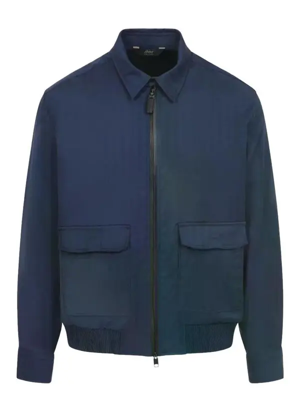 Brioni Zip-up Wool Shirt Jacket - Blue