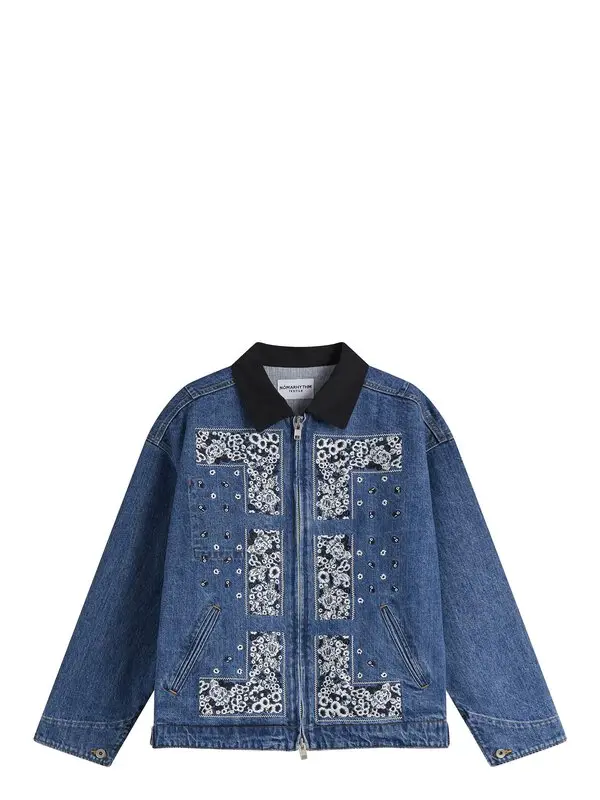 NOMARHYTHM TEXTILE Bandana Embroidery Denim Jacket - Indigo/white