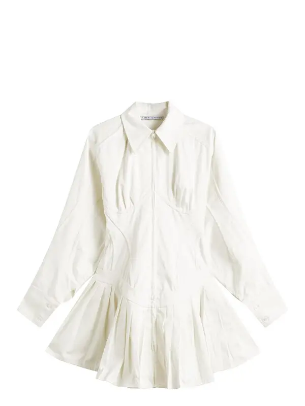 TOLU COKER Contour Bustier Pleated Shirt Dress - White