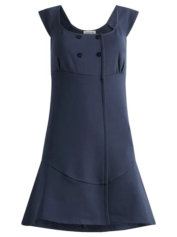 PEACHY DEN Joni Button Dress - Navy