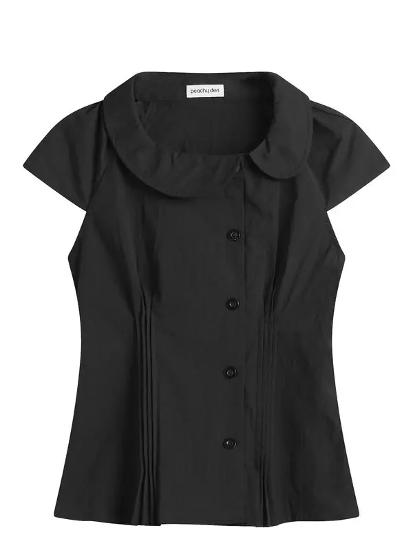 PEACHY DEN Missy Asymmetric Blouse - Black