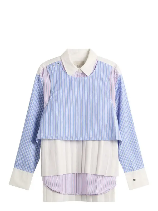 STEL Layered Cotton-blend Shirt - Pink/blue Stp