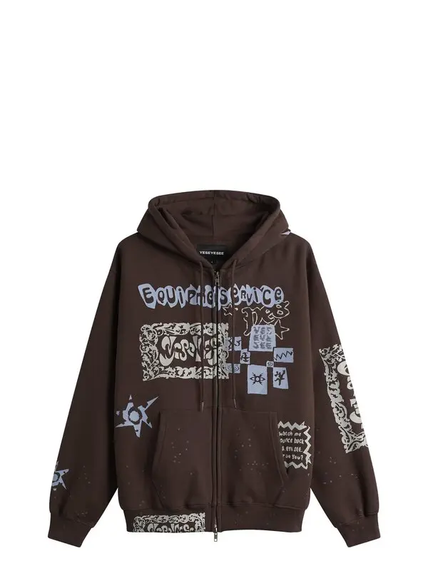YESEYESEE Scanned Zip-up Hoodie - Dark Brown