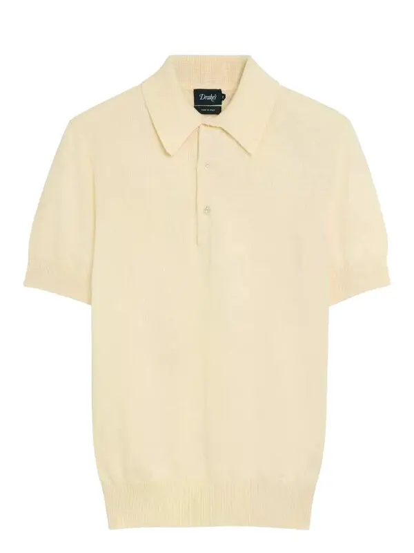 DRAKE'S Short-sleeve Knitted Polo Shirt - Neutrals