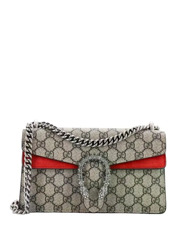 Gucci Dionysus Gg Coated Canvas Small Shoulder Bag With Crystal Embellished Metal - Red