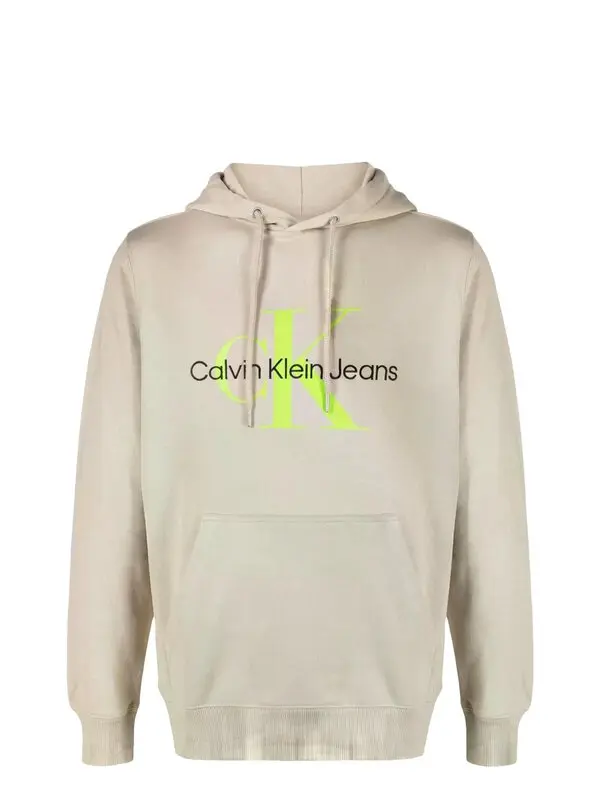 Calvin Klein Logo-print Cotton Hoodie - Neutrals