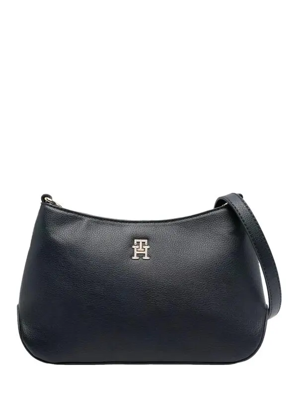 Tommy Hilfiger Leather Crossbody Bag With Logo Plaque - Blue