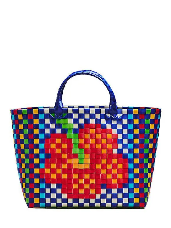 Farm Rio Woven Tote Bag - Blue