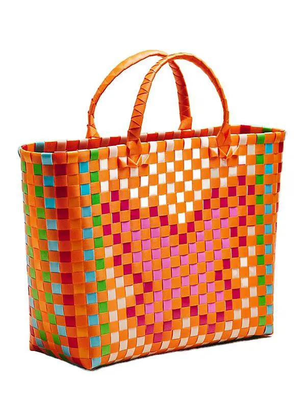 Farm Rio Woven Tote Bag - Orange