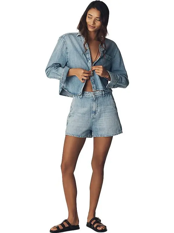 7 For All Mankind Linen-blend Shorts - Iris