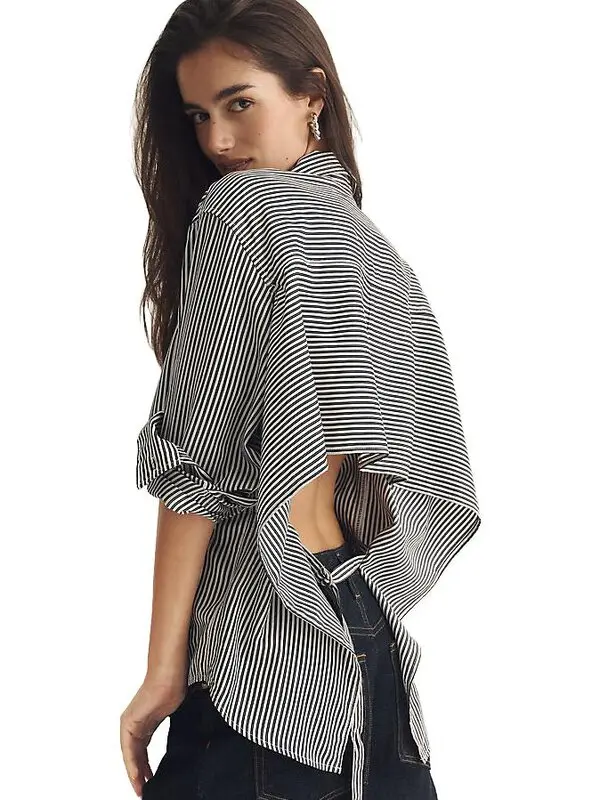 AGOLDE Theo Open-back Buttondown Shirt - Solene Stripe
