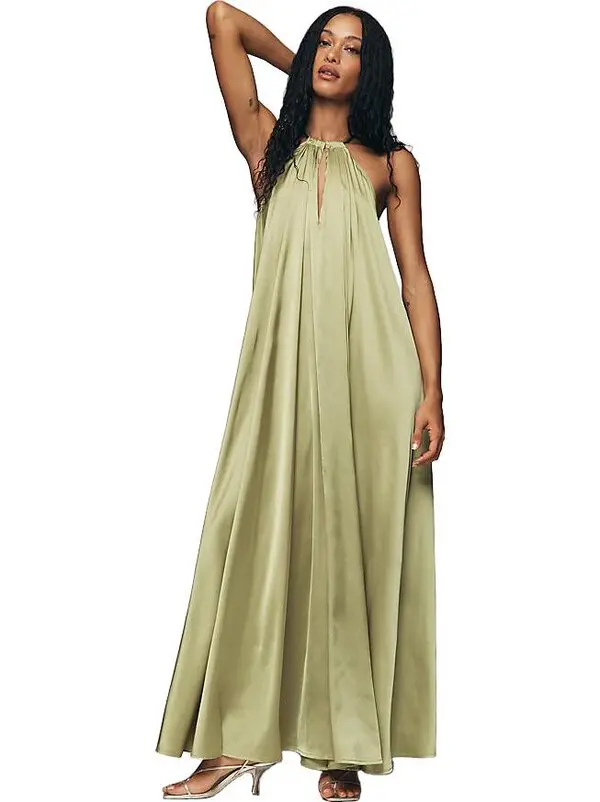Endless Rose Satin Halter Maxi Dress - Light Green