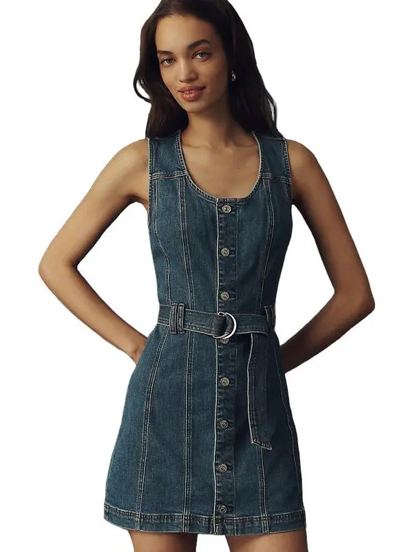 Paige Maxine Belted Denim Mini Dress - Seafare
