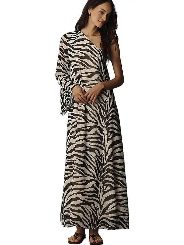 OWNLEY One-shoulder Kaftan - Zebra