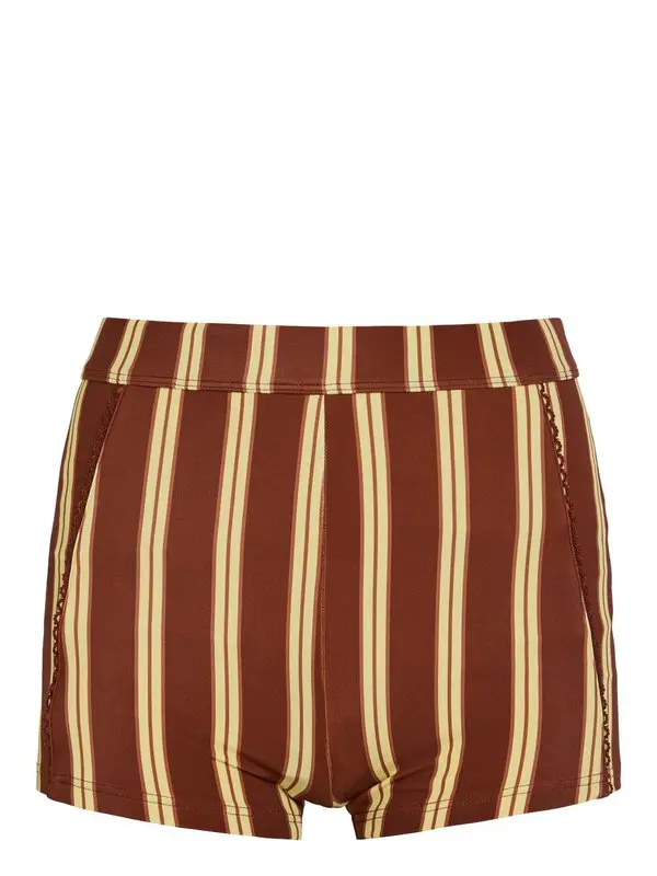 DAMSON MADDER Striped Swim Shorts - Brown