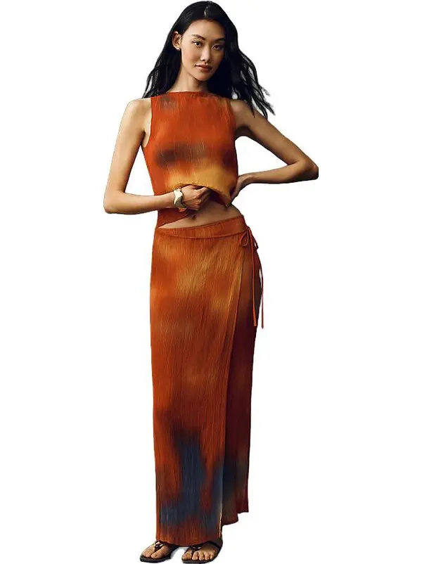 THINKING MU Knit Maxi Skirt With Tie Detail - Multicolor