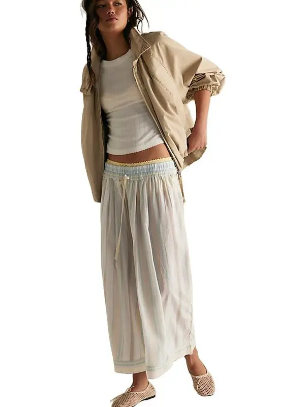 Free People Enjoy The Stripe Gaucho Pants - Bright Blue Combo