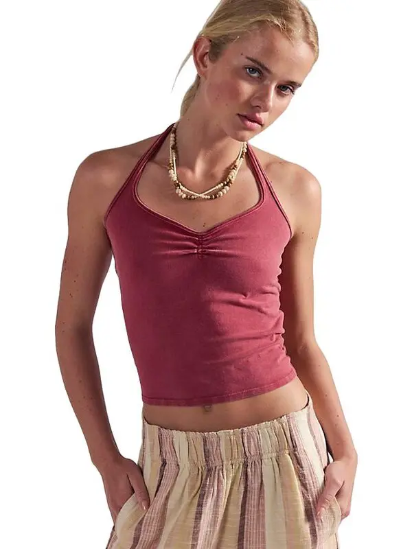 Free People We The Free Sweetheart Halter Top - Deep Claret