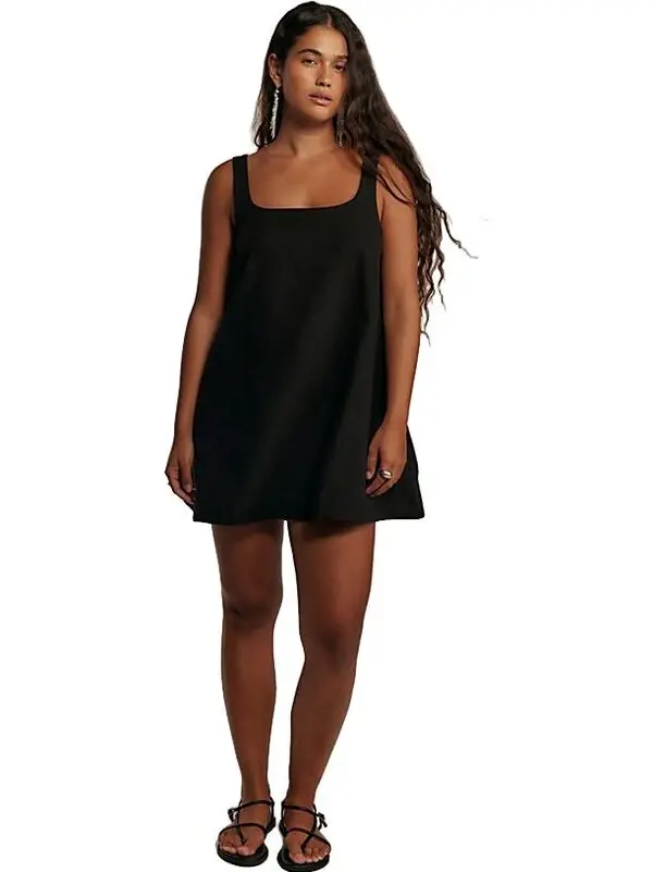 Free People Breezy Linen Mini Dress - Black
