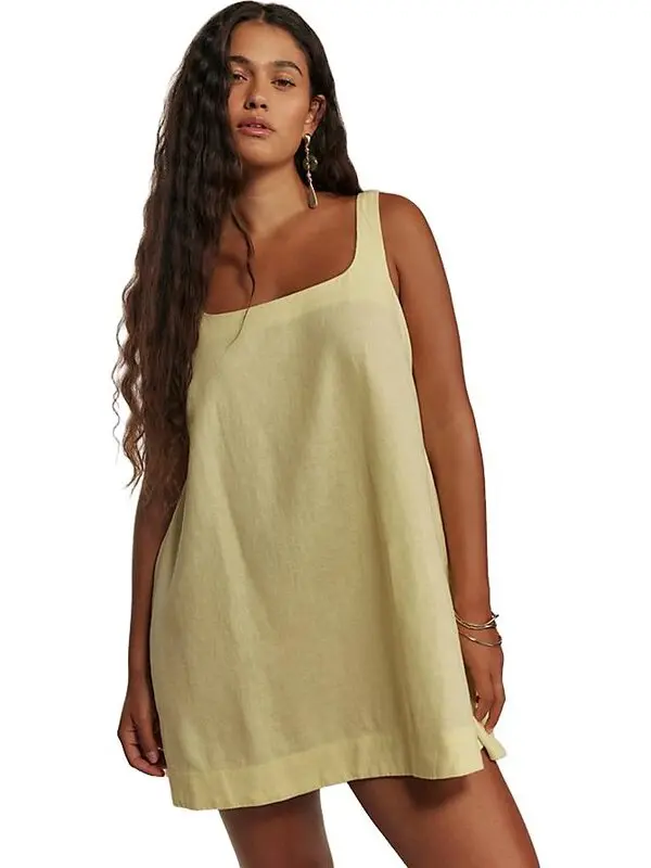 Free People Breezy Linen Mini Dress - Chardonnay