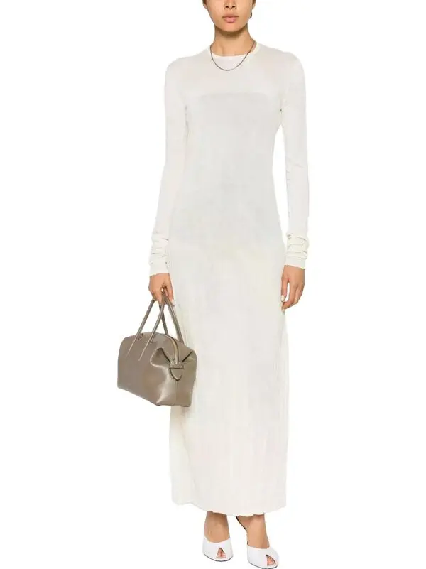 TOTEME Crinkled Long-sleeves Midi Dress - Neutrals