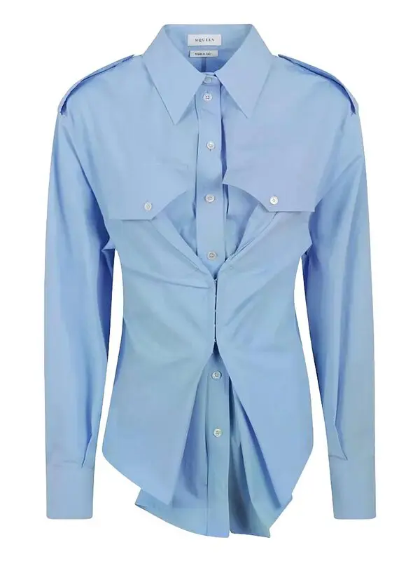 Alexander McQueen Corset-style Epaulette Shirt - Blue