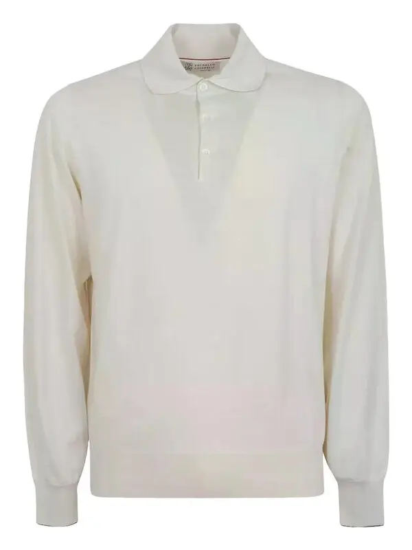 Brunello Cucinelli Fine-knit Long-sleeve Polo Shirt - Neutrals