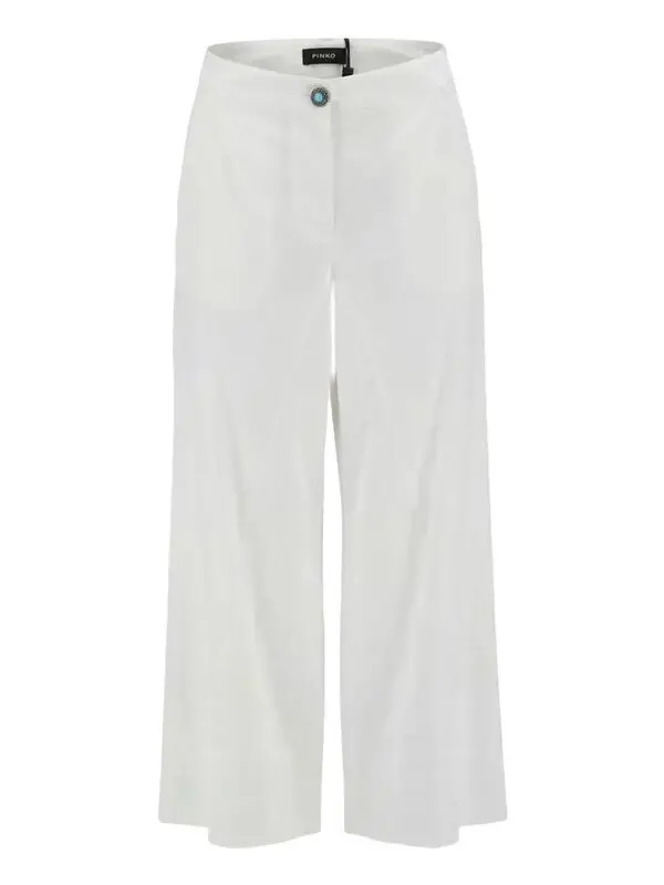 Pinko Canelli Embellished-button Wide-leg Trousers - White